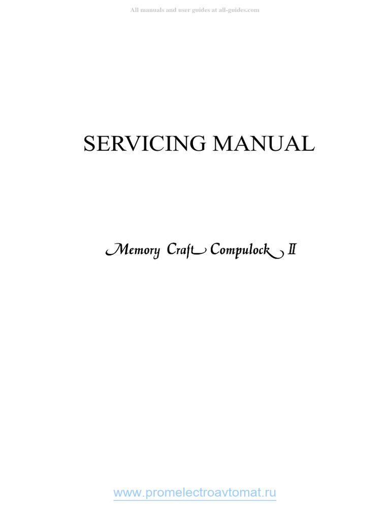 Janome Memory Craft Compulock II Sewing Machine Service Manual | PDF ...