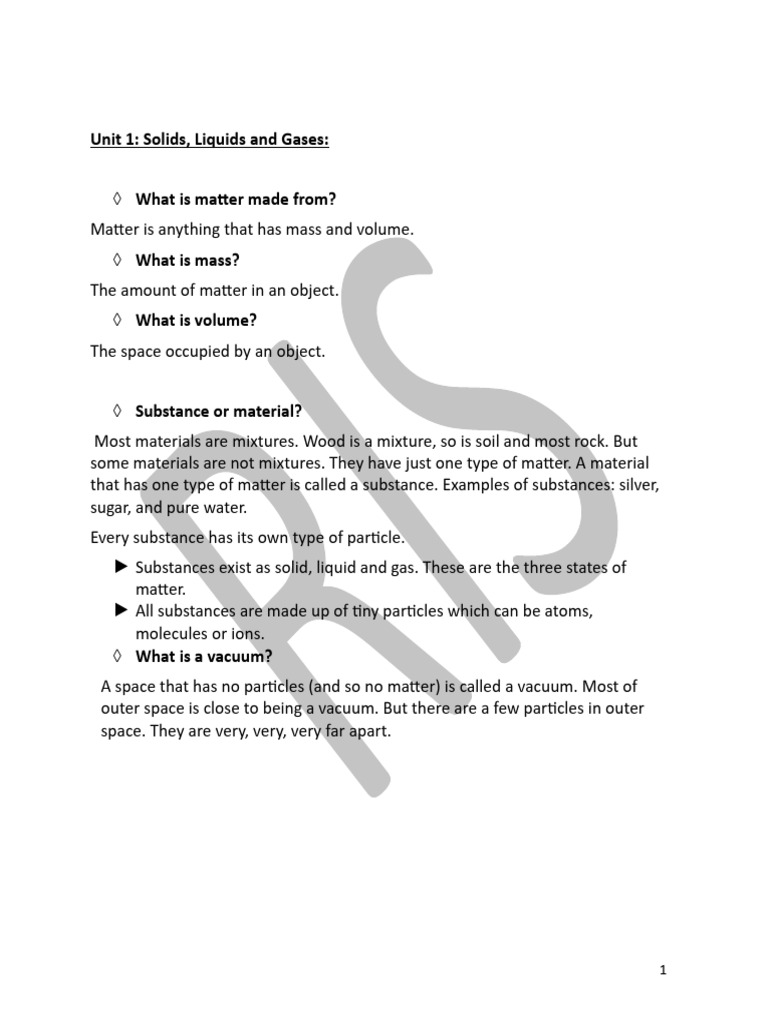 Chemistry Notes Grade 7 Unit 1 Pdf Solubility Gases 