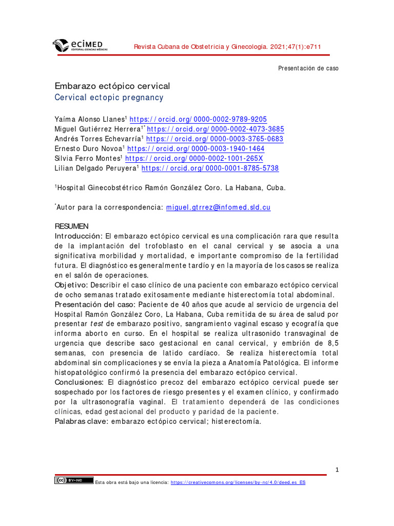 Embarazo Ectópico Cervical: Caso Clínico | PDF | El embarazo | Aborto