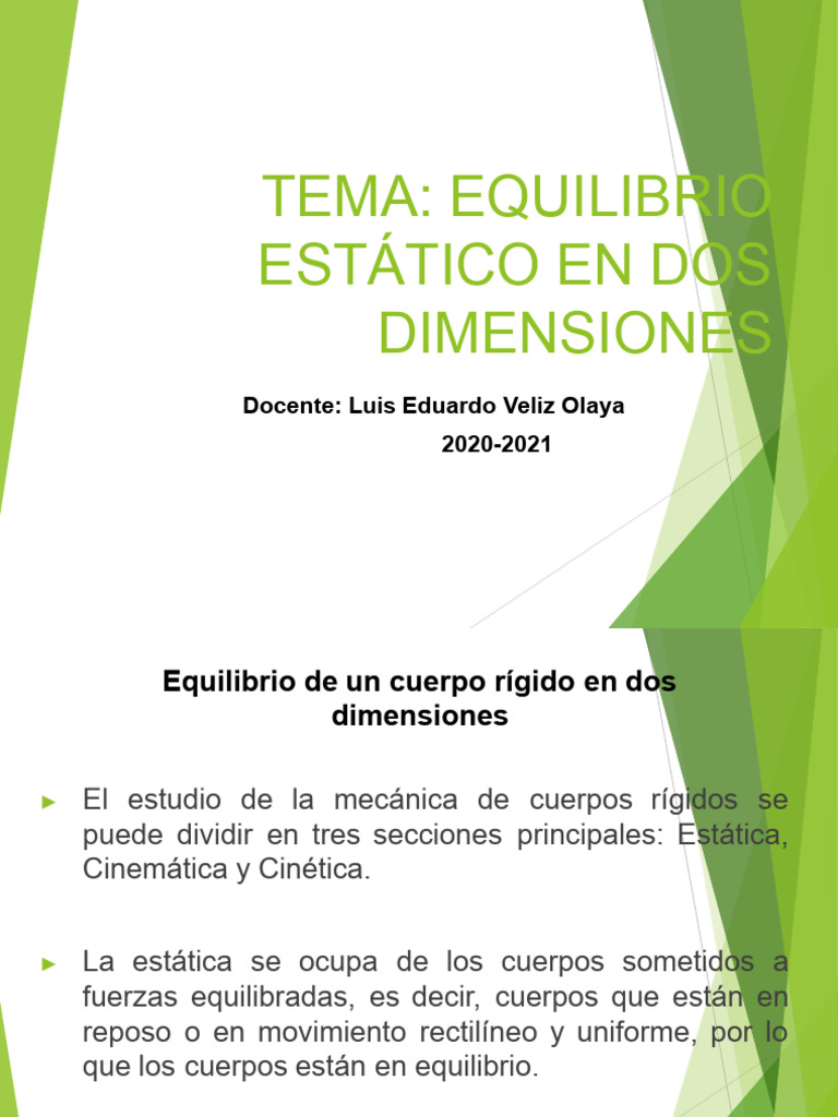 Equilibrio Estatico en 2 Demenciones | PDF | Fuerza | Mecánica