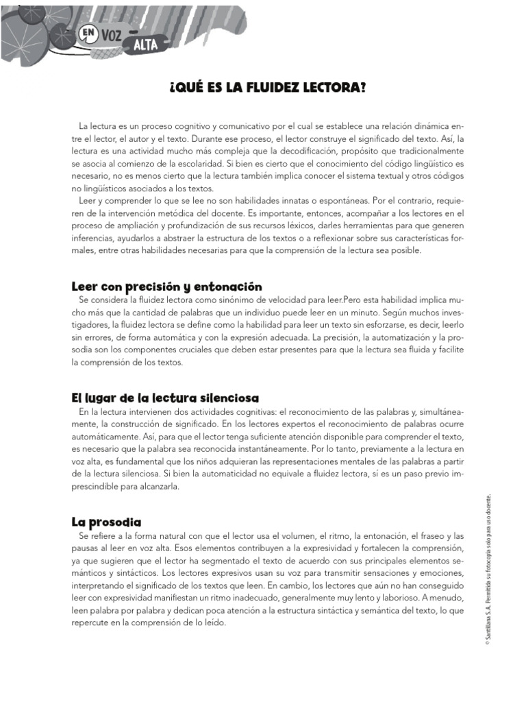 Fluidez Lectora - Uma 2 | PDF | Comprensión lectora | Lingüística