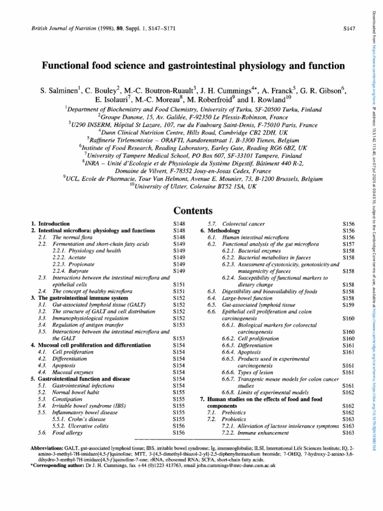 Functional Food Science and Gastrointestinal Physiology and Function ...