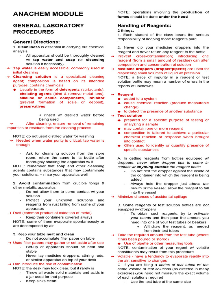 Anachem Module | PDF | Analytical Chemistry | Precipitation (Chemistry)