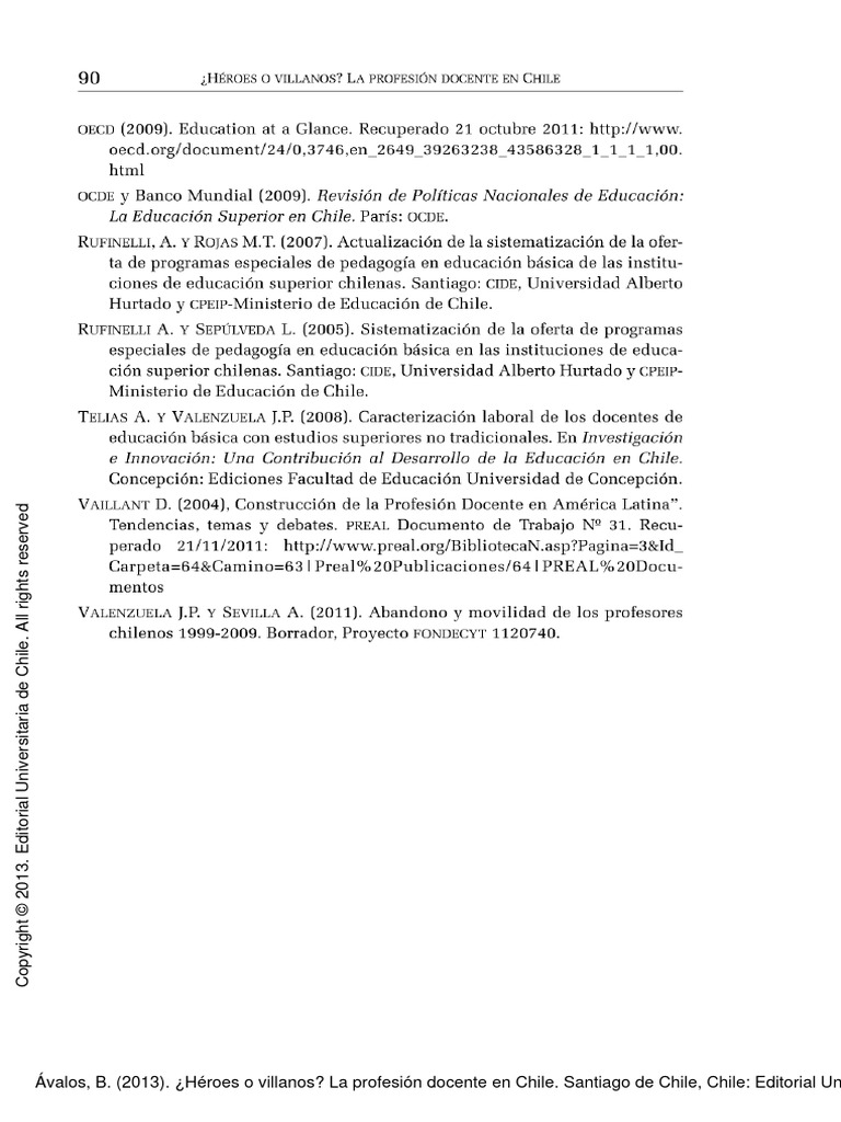 C.6 Obligatorio Heroes o Villanos La Profesion Docente en Chile Cap4 Pag. 91 124 | PDF | Ley de ...