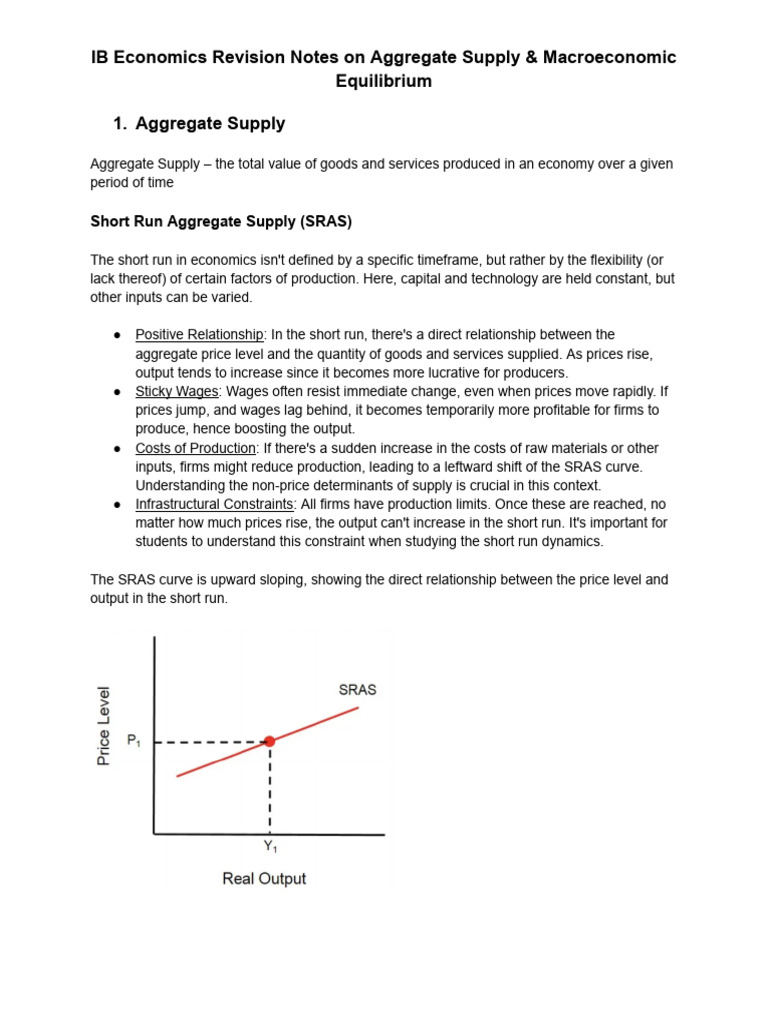 IB Economics Notes On Aggregate Supply and Macroeconomic Equilibrium ...