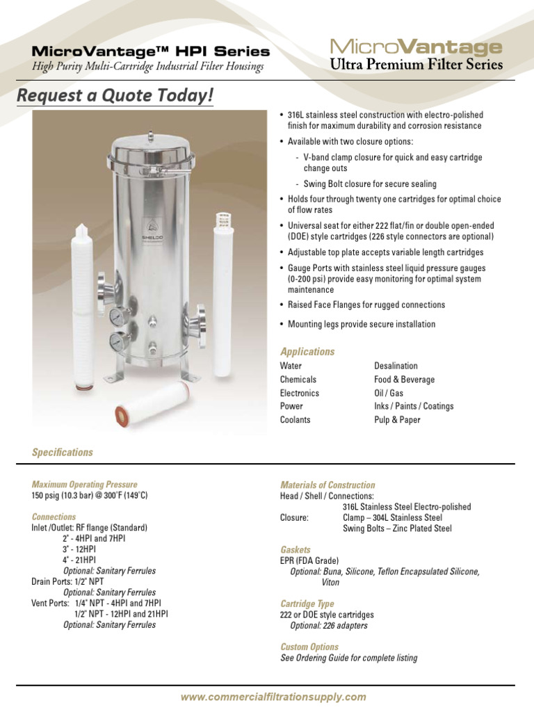 HPI-Series-Cartridge-Housing | PDF