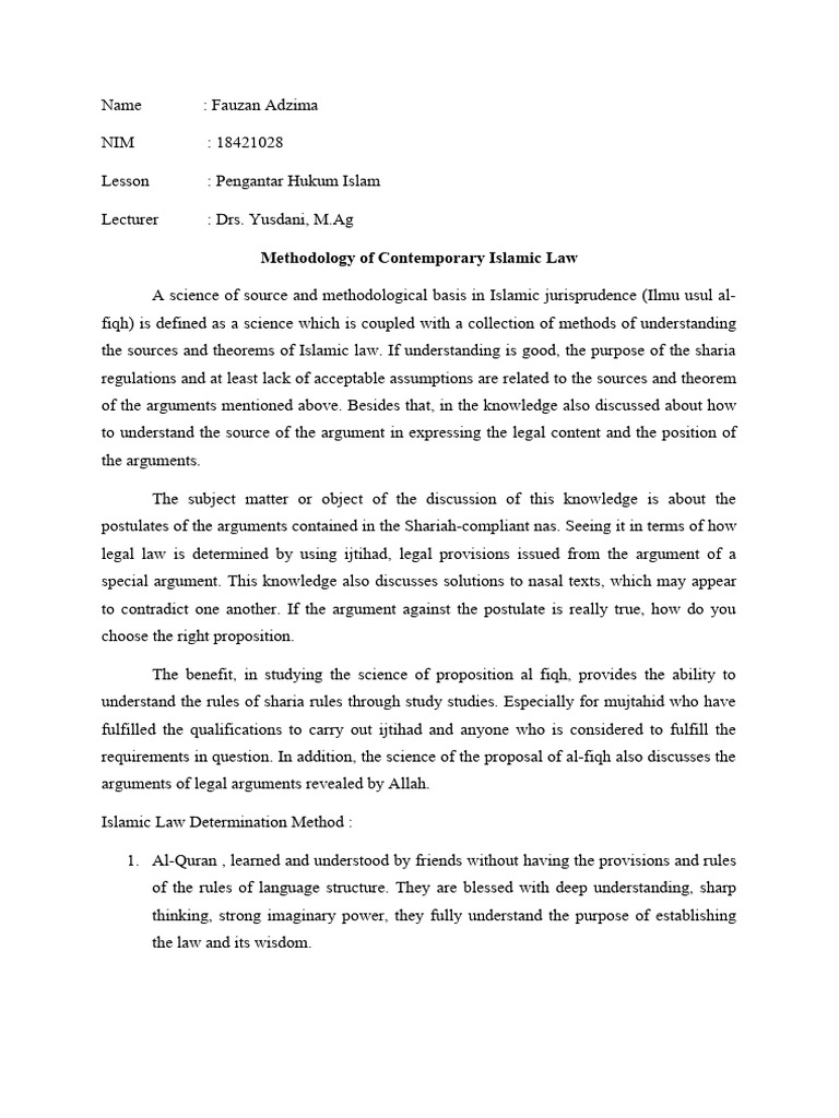 PHI Metodologi Hukum Islam Kontemporer | PDF | Sharia | Islamic Jurisprudence