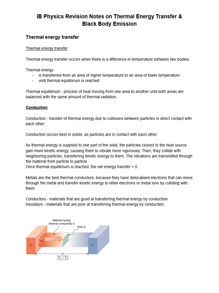 IB Physics Notes On Thermal Energy Transfer | Download Free PDF ...