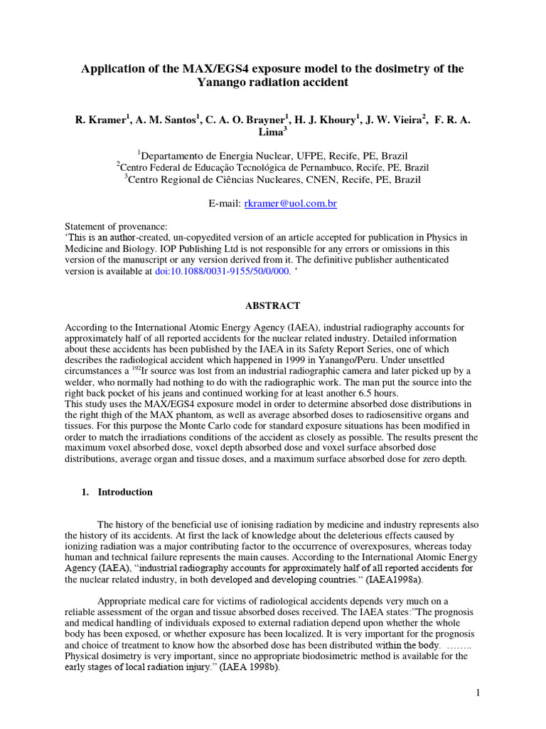 Application of The MAX-EGS4 Exposure Model To The Dosimetry of The ...