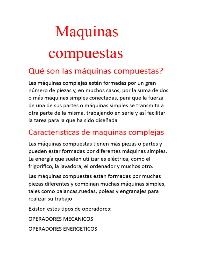 tipos de maquina | Descargar gratis PDF | Engranaje | Motores