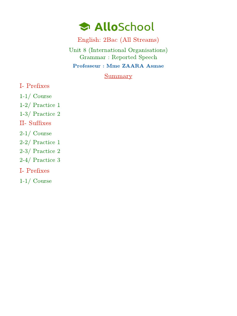 Grammar 8 Prefixes And Suffixes 9 Pdf