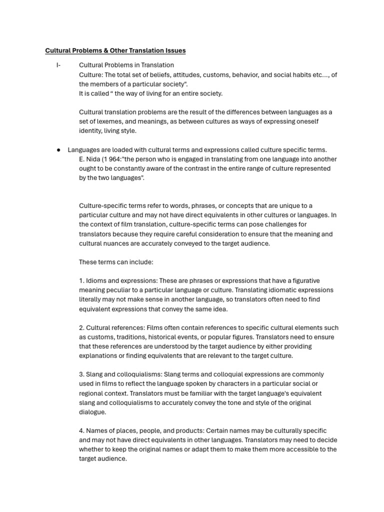 Cultural Challenges in Translation | PDF | Translations | Semantics