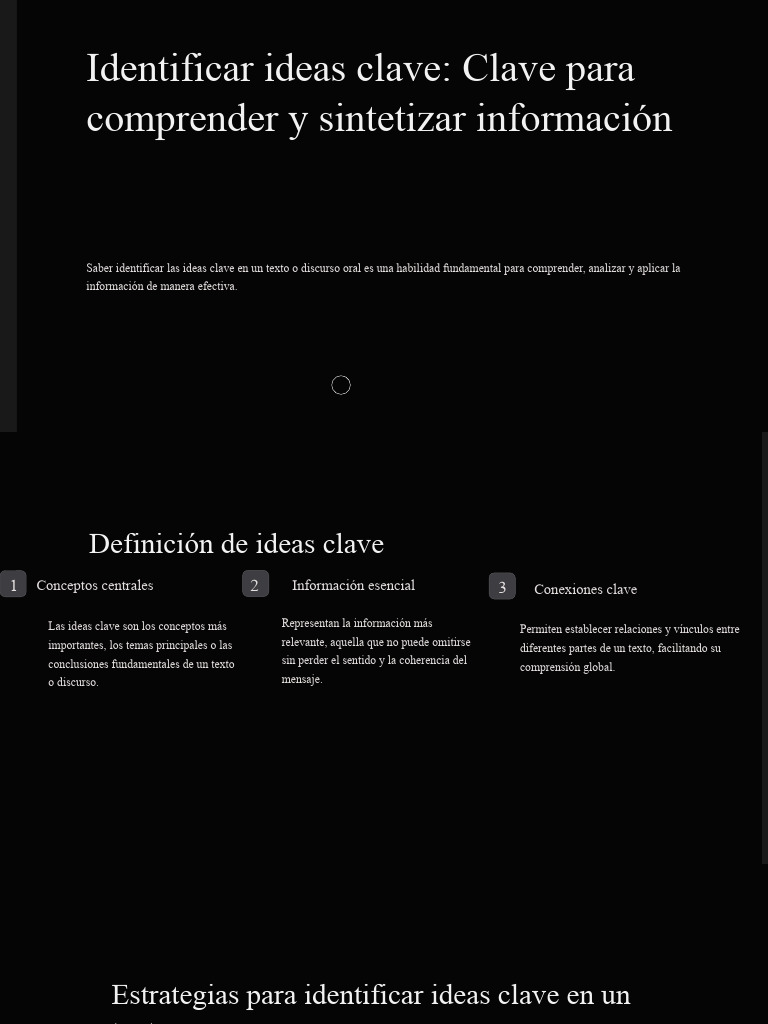 Identificar Ideas Clave Clave para Comprender y Sintetizar Informacion ...