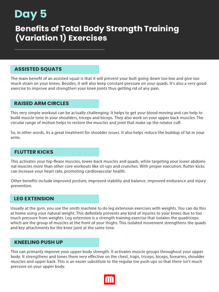 8 - Day-5-Total-Body-Strength-Training-v1-exercise-benefits | PDF