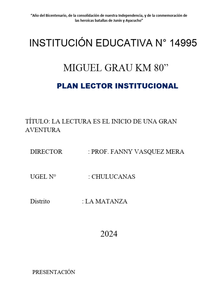 -Plan Lector 2024-Actualizado Karina Huancas | Descargar gratis PDF | Comprensión lectora ...