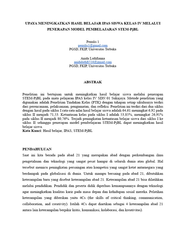 Contoh Artikel Ilmiah | PDF | Karier & Perkembangan