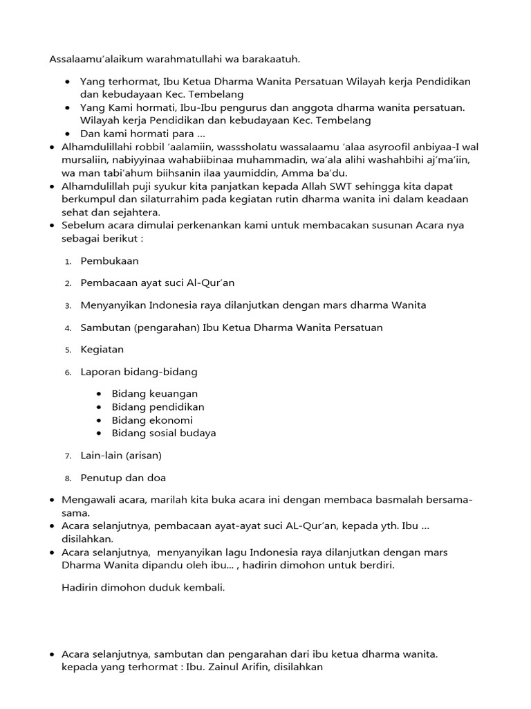 Susunan Acara Dwp | PDF