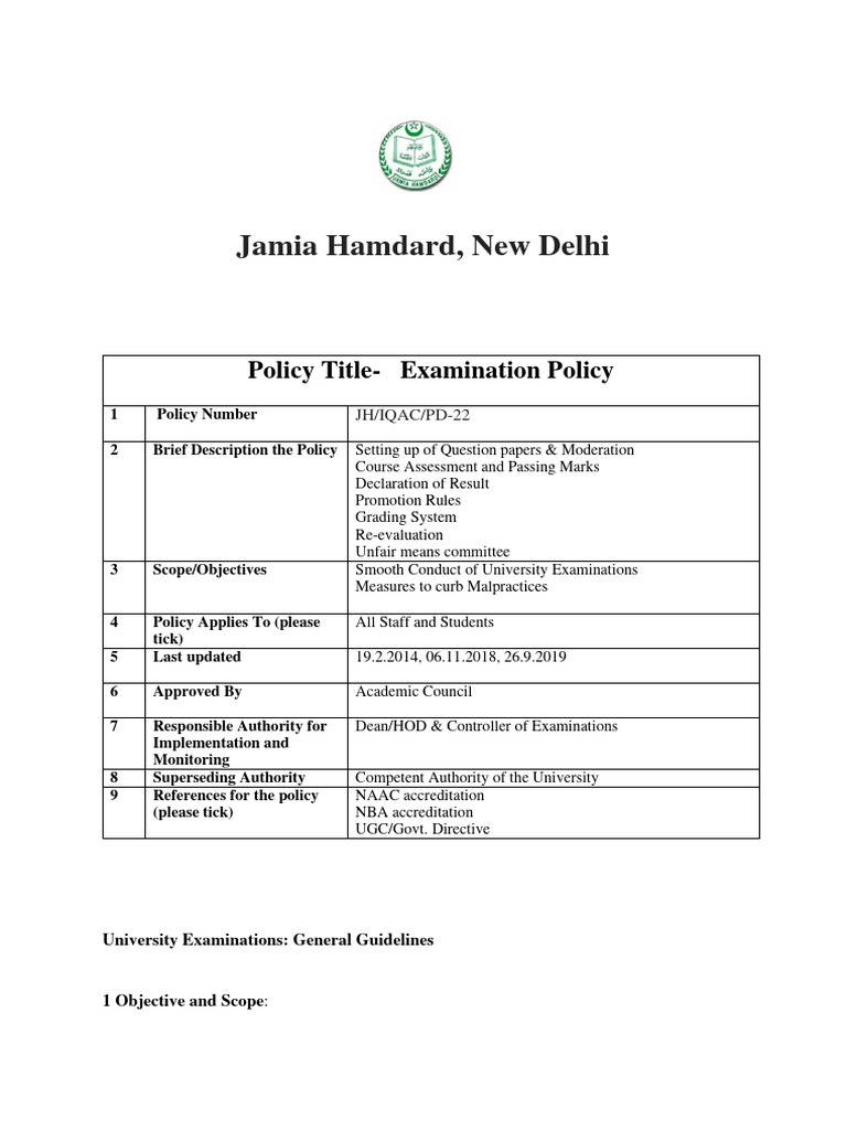 6.2.2 Examination Policy | Download Free PDF | Academic Term | Course ...