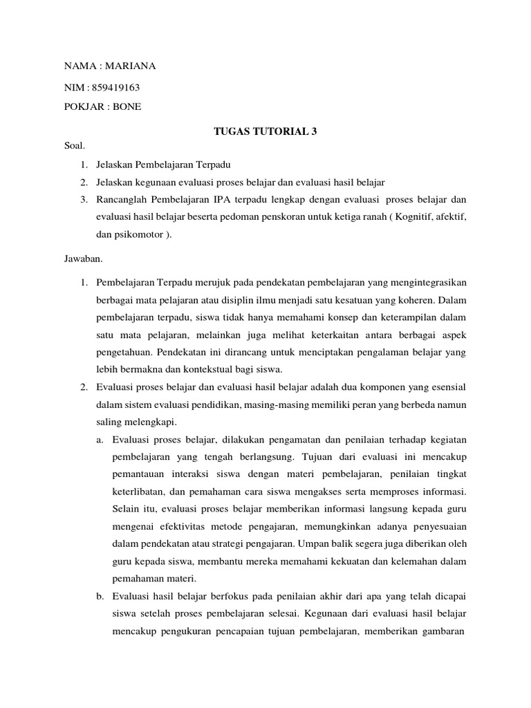 Mariana - 859419163 Tutorial 3 Pembelajaran Ipa Di SD | PDF