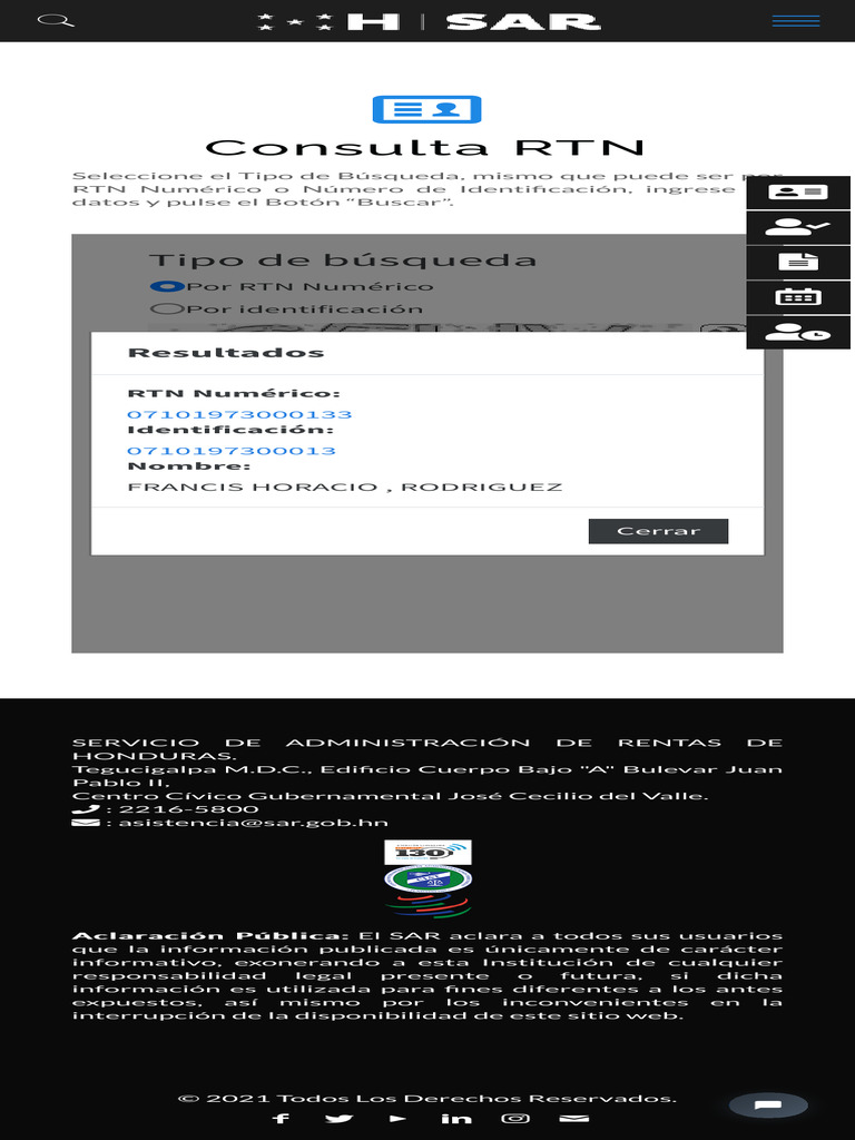 Consulta RTN - SAR | PDF