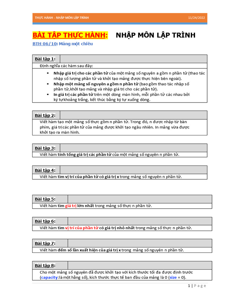 BTTH NMLT - B6 - Mảng 1c | PDF
