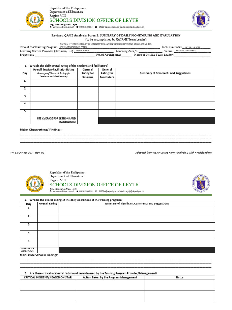 1 Revised QAME Analysis Form 2 | PDF | Learning