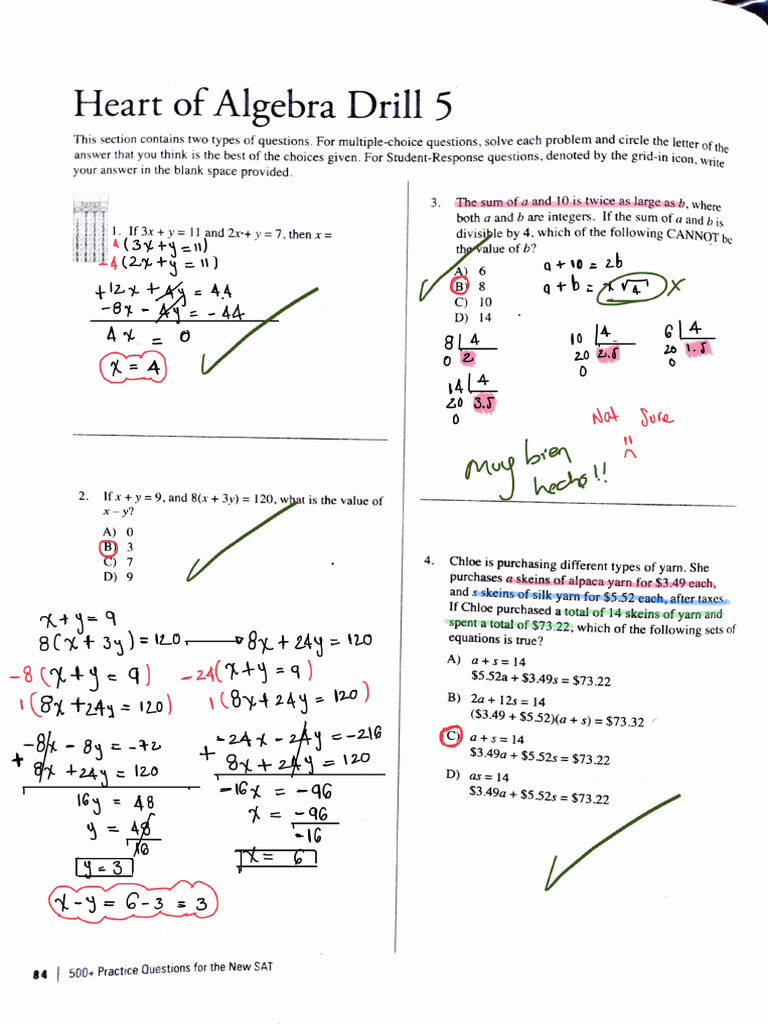 Algebra Drill 5 | PDF | Equations | Algebra