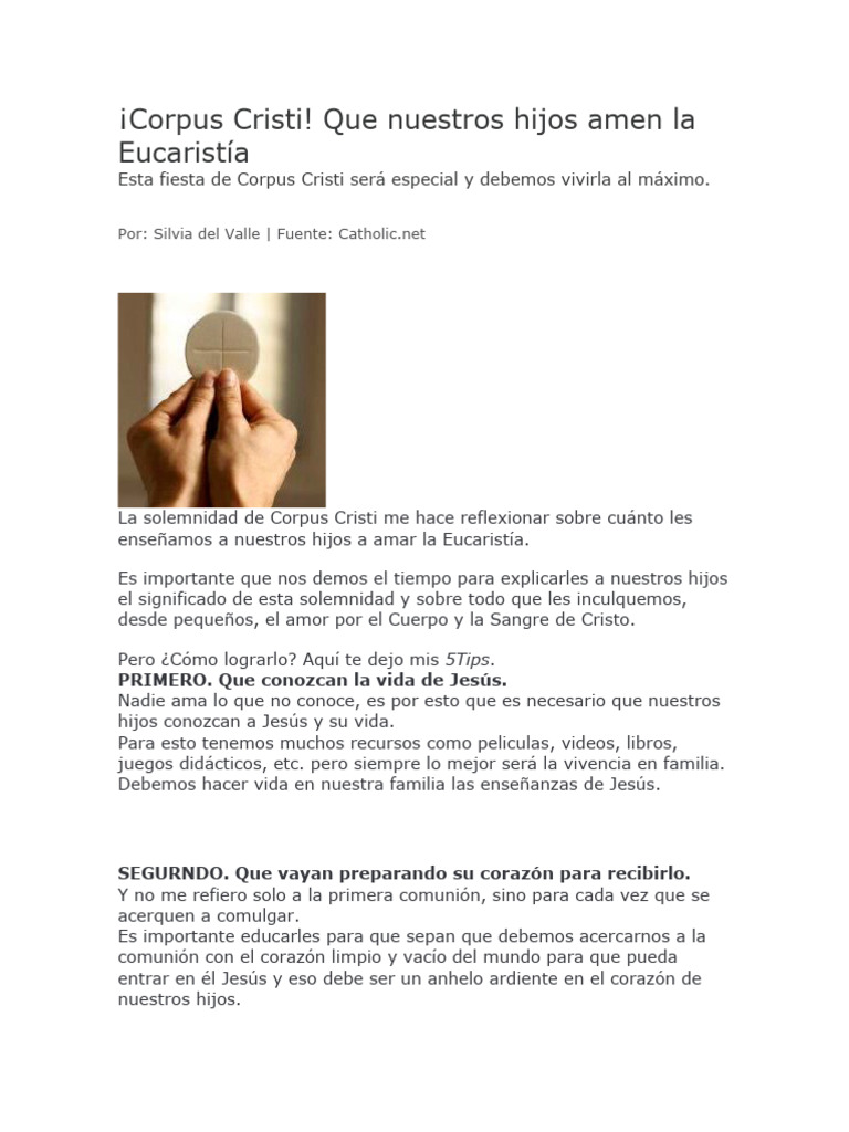 Corpus Cristi 23434 | PDF | eucaristía | Cristo (título)