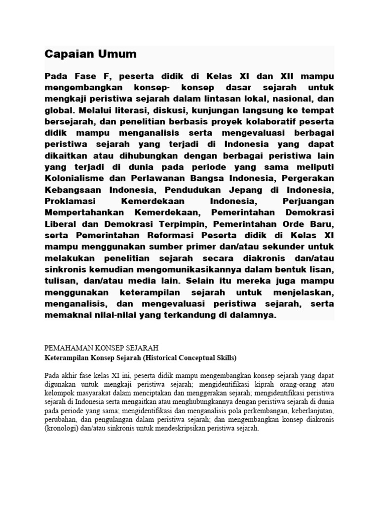 CP Sejarah Fase F | PDF | Sejarah