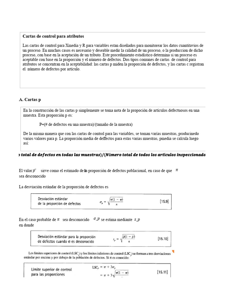 Cartas de Control para Atributos | PDF | Muestreo (Estadísticas) | Desviación Estándar