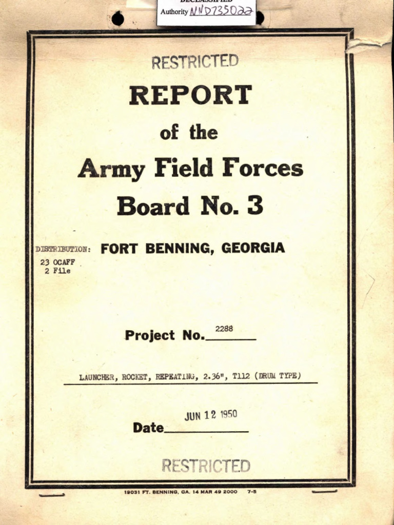 Report 2288 T112 Repeating 2.36in Launcher | PDF | Machine Gun | Rocket