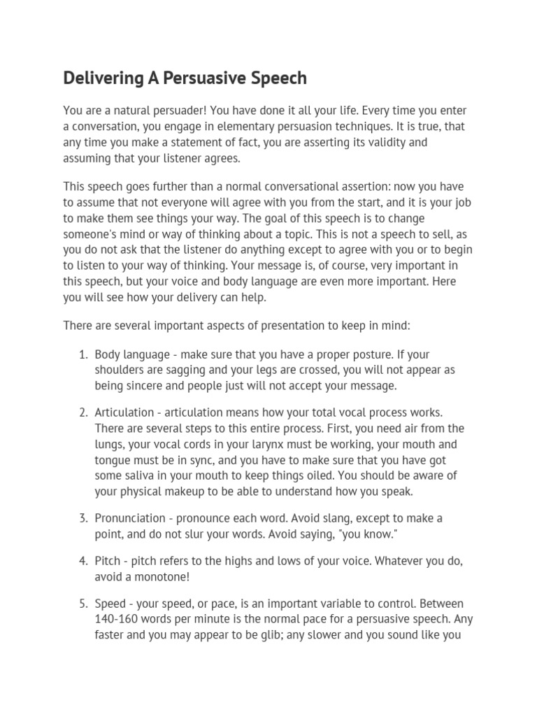 Persuasive Speech | Download Free PDF | Speech | Persuasion