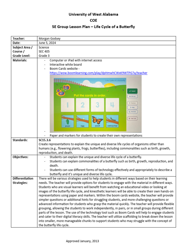 Butterfly Life Cycle Lesson Plan | PDF | Teachers | Project Based Learning
