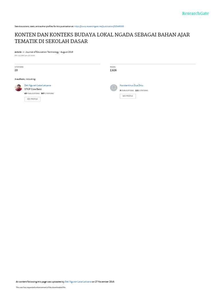 Konten Dan Konteks Budaya Lokal Ngada Sebagai Baha | PDF