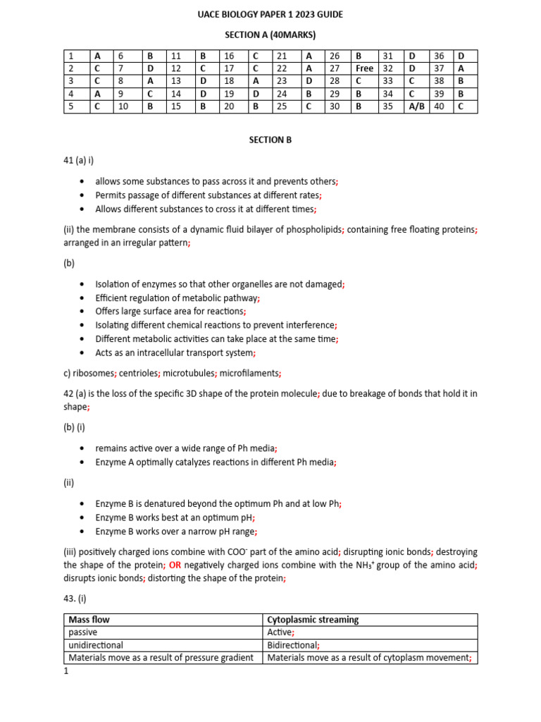Uace Biology Paper 1 2023 Guide - 111146 | Download Free PDF | Biology ...