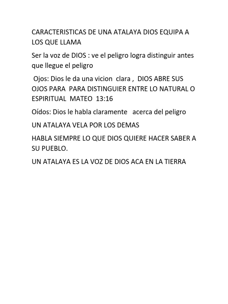 Caracteristicas de Un Atalaya | PDF