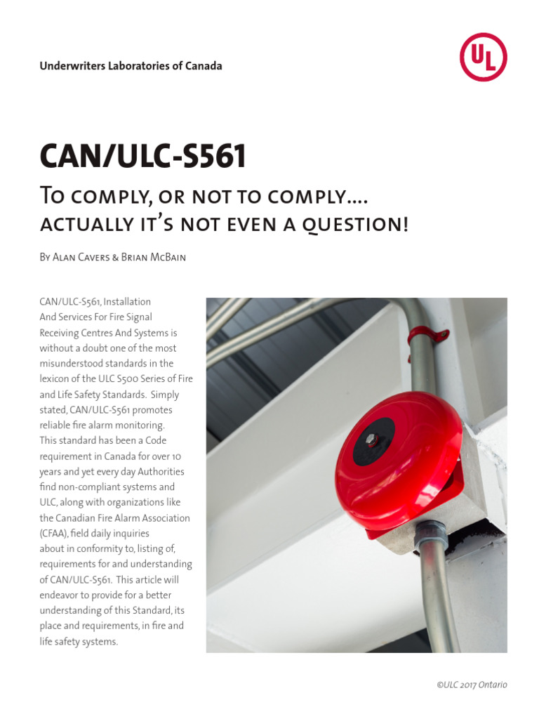 CAN - ULC-561 - Ontario 2016 | PDF | Security Alarm | Fire Sprinkler System