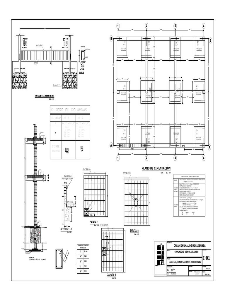 Estructura Casa Comunal Final | PDF | Fundación (Ingeniería) | Bienes raíces