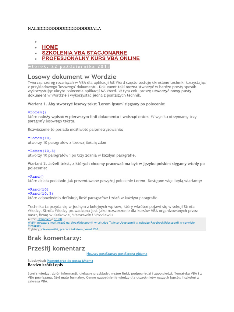 Nowy Dokument Programu Microsoft Word | PDF