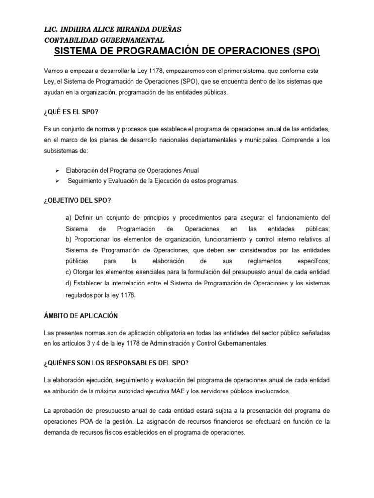 Sistema de Programación de Operaciones (SPO) | PDF | Presupuesto | Reclutamiento