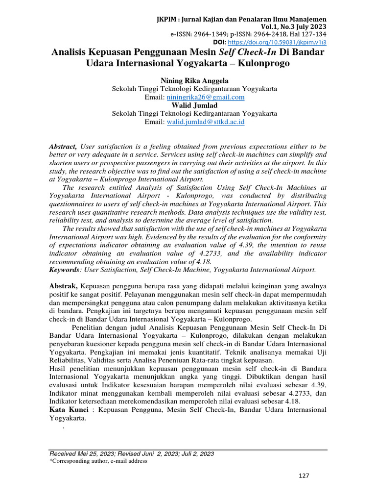 Kepuasan Mesin Self Check-In YIA | PDF | Teknologi & Rekayasa