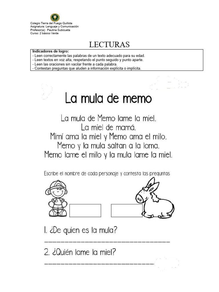 Lecturas y Comprension 2 BASICO VERDE | PDF | Lingüística ...