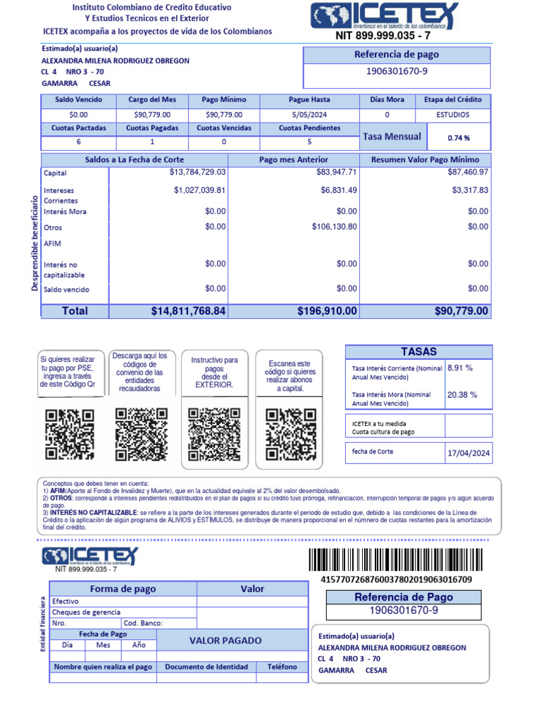 Referencia de Pago: Tasa Mensual | PDF | Bancos | Crédito