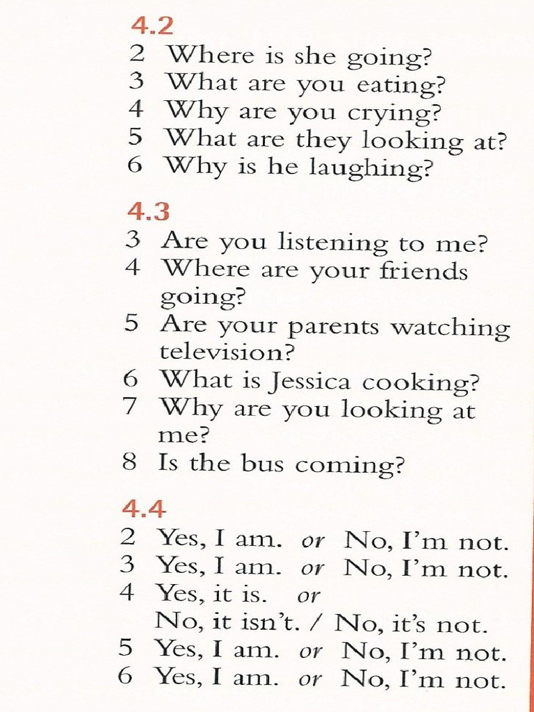 4 Essentials - Be - Present Continuous Questions | PDF