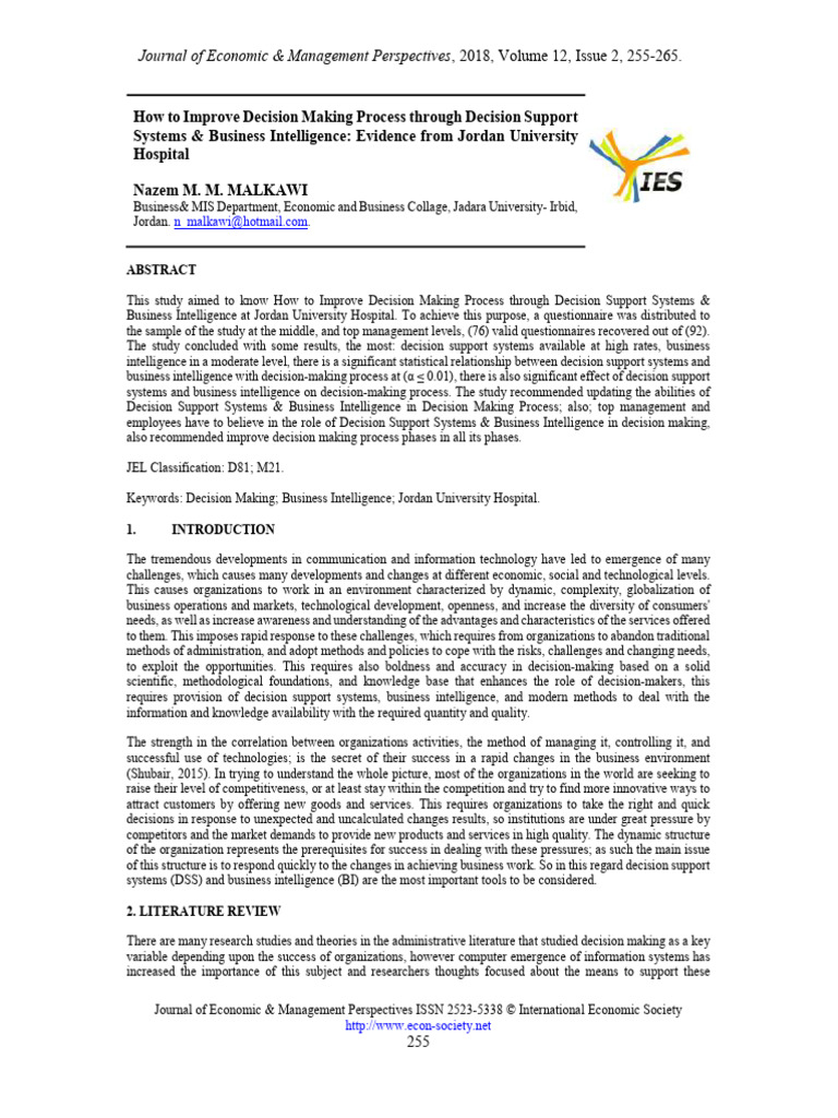How To Improve Decision Making Process Through Decision Support Systems & Business Intelligence ...