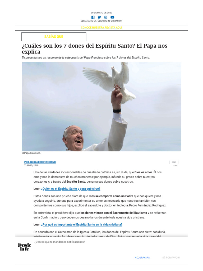 Los 7 Dones del Espíritu Santo | PDF | espíritu Santo | Fe