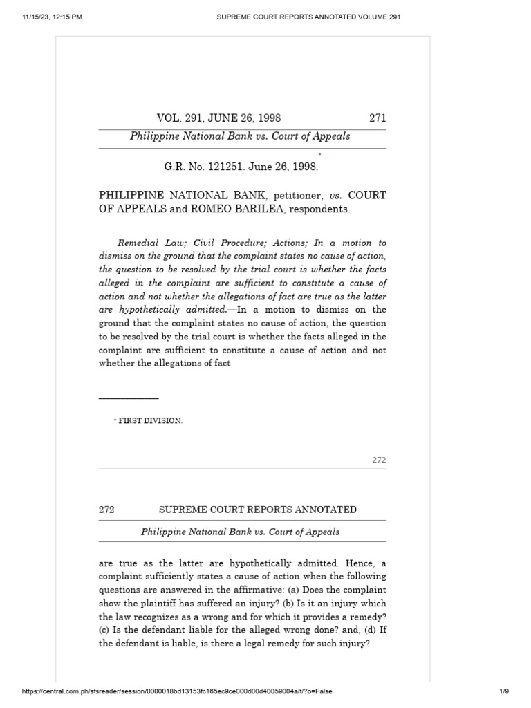 PNB vs. CA | PDF | Complaint | Injunction