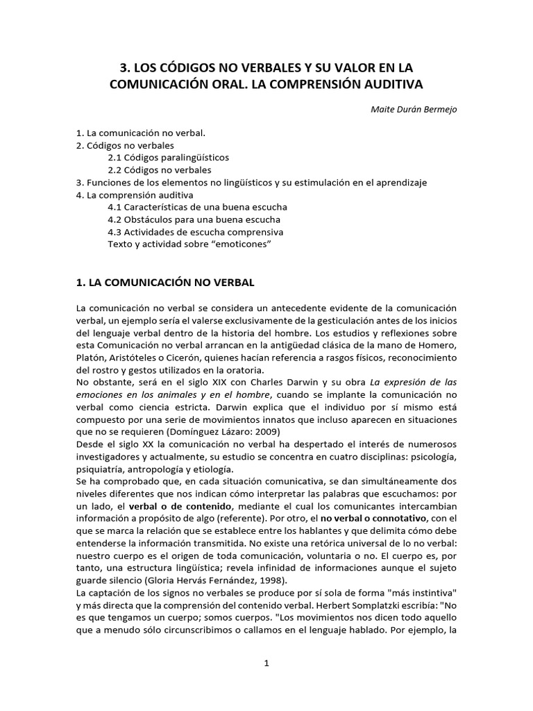 Códigos No Verbales en Comunicación Oral | PDF | Comunicación ...