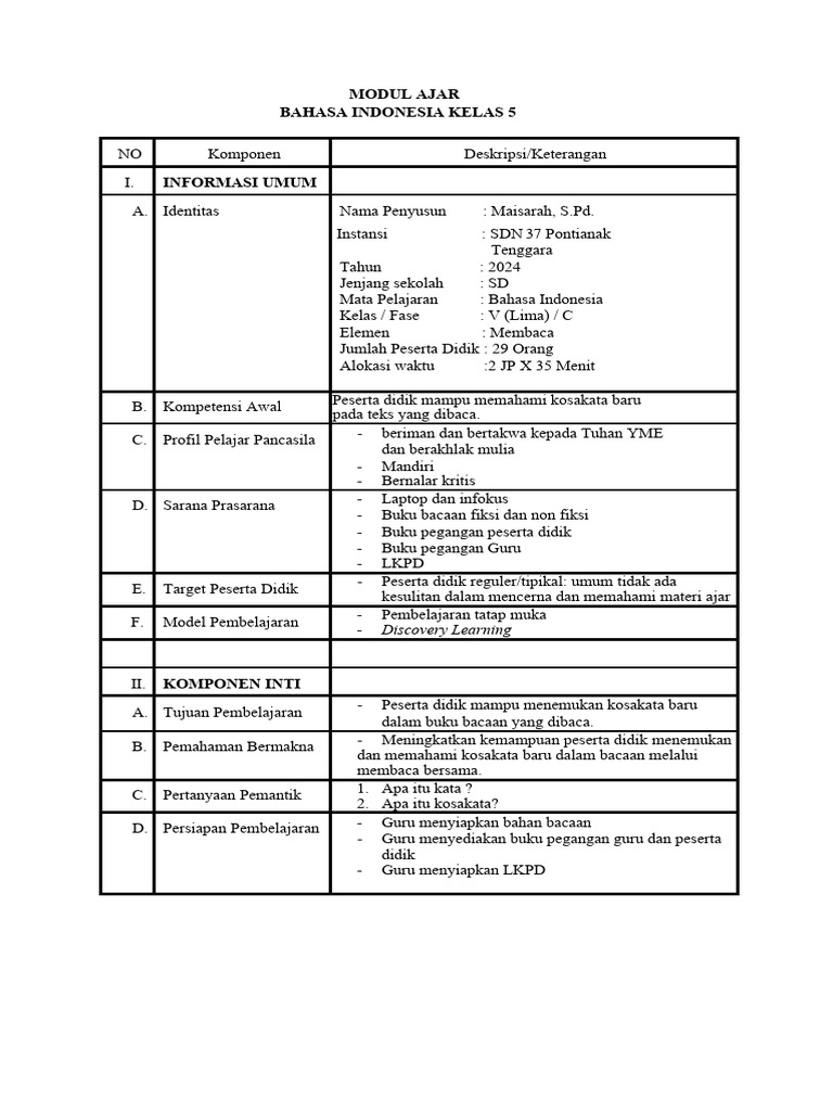 Aksi Nyata (Membaca Bersama Dan Membaca Terbimbing) Modul Ajar Bahasa ...