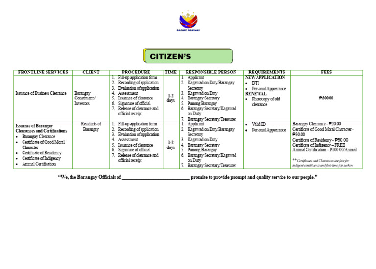 Citizen's Charter General | PDF